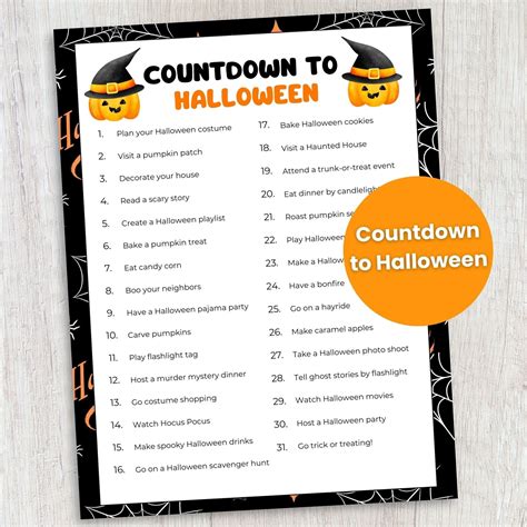 Halloween Countdown Calendar Printable Halloween Advent Calendar