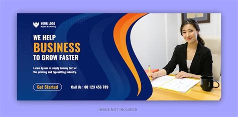 디지털 비즈니스 마케팅 기업 소셜 미디어 Facebook 표지 템플릿 프리미엄 벡터
