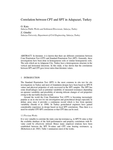 Spt Cpt Correlation Pdf Silt Sand