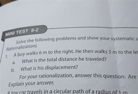Mini Test 8 2 Solve The Following Problems And Show Your Systematic S