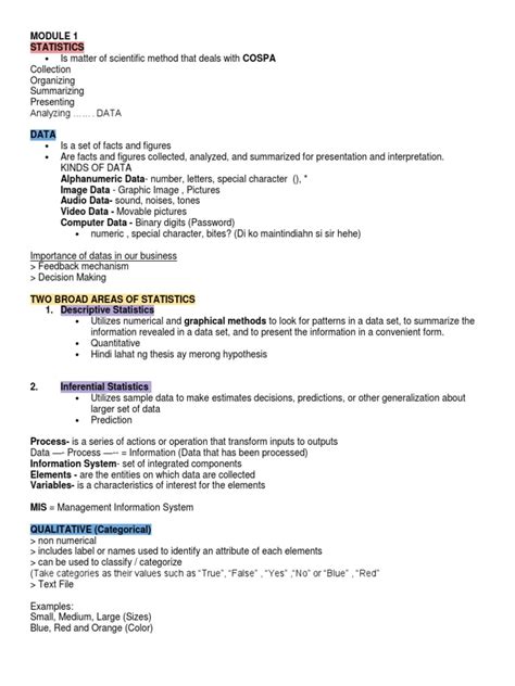 Stats Notes Download Free Pdf Sampling Statistics Level Of