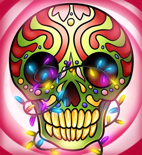 Colorful Sugar Skull Drawings