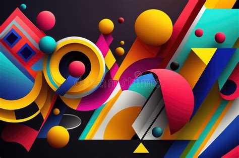 Bright And Bold Geometric Shapes In Vibrant Colors Stock Illustration