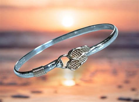Sterling Silver 14k Flip Flops Hook Bangle Bracelet 650 Sterling