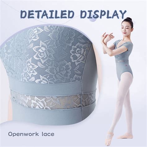 Women Ballet Leotards Adult Lace Short Sleeve Ballet Dance Bodysuit Soft Lining Gymnastics