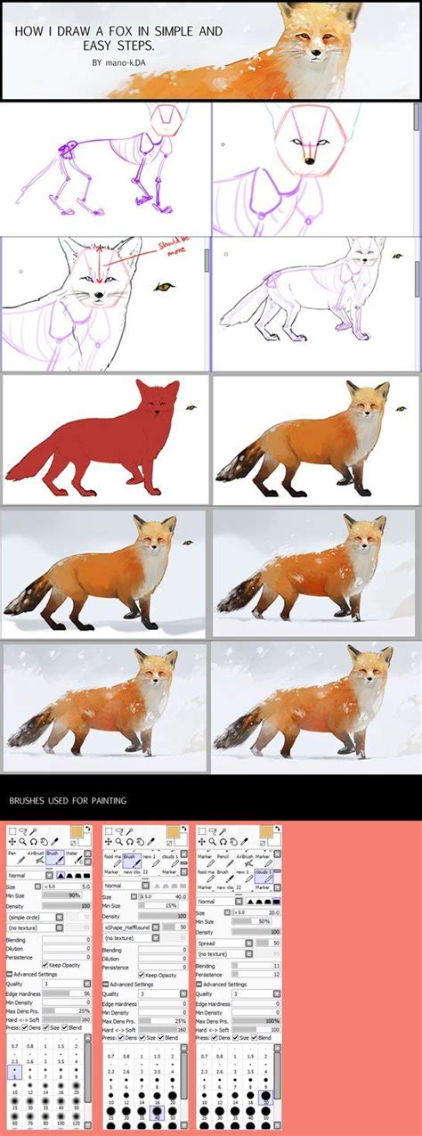 Fox Drawing Tutorial By Mano K On Deviantart