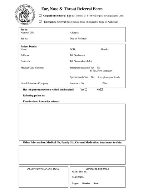 Fillable Online Ent Referral Form Final1 Fax Email Print Pdffiller