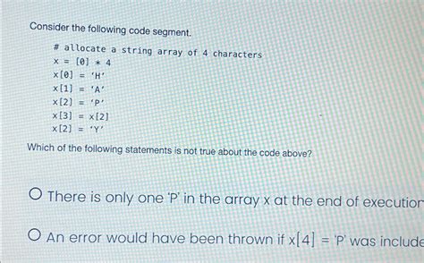 Solved Consider The Following Code Segment Allocate A