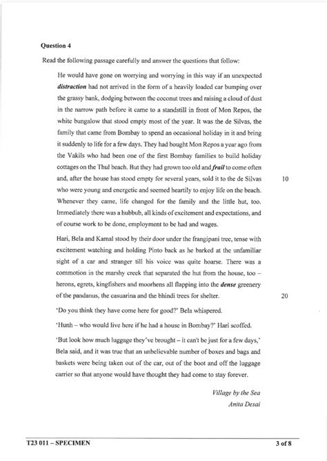 ICSE English Language Specimen Paper With Answer Key