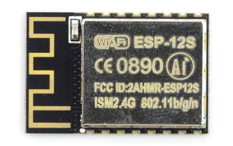 Wifi Modulis Esp 12s Esp8266 Juodas 9 Gpio Adc Pcb Antena Modelis