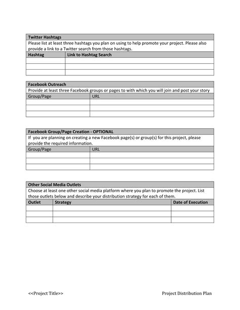 Distribution Plan Template Pdf