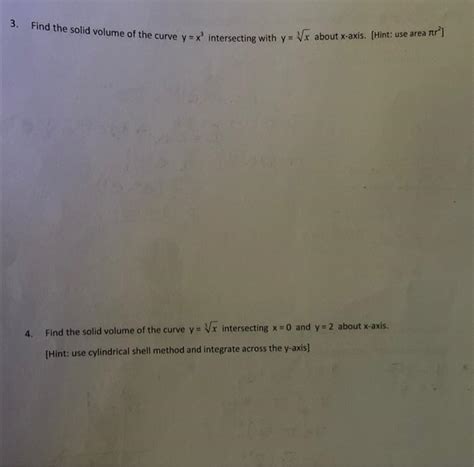 solved find the solid volume of the curve y x3 intersecting