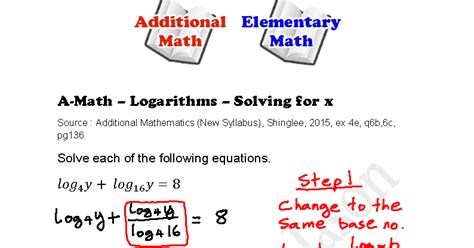 A Math Logarithms Solve For X Singapore Additional Math A Math