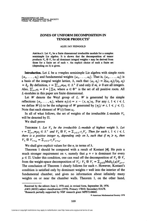 Pdf Zones Of Uniform Decomposition In Tensor Products
