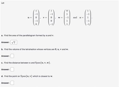Solved Let U V W And Chegg Com