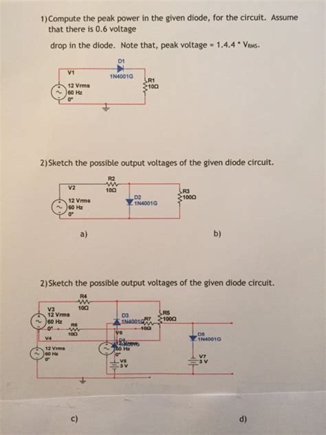 Solved 1 Compute The Peak Power In The Given Diode For The Chegg Com