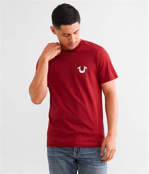 True Religion Vintage Flocked T Shirt Mens T Shirts In Red Dahlia