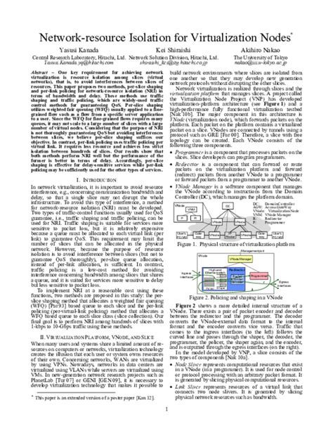 Pdf Network Resource Isolation For Virtualization Nodes