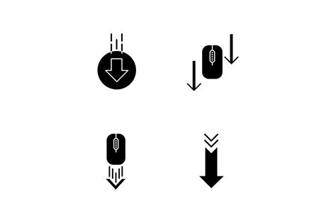 Computer Mouse And Arrowheads Icons Solid Icons ~ Creative Market