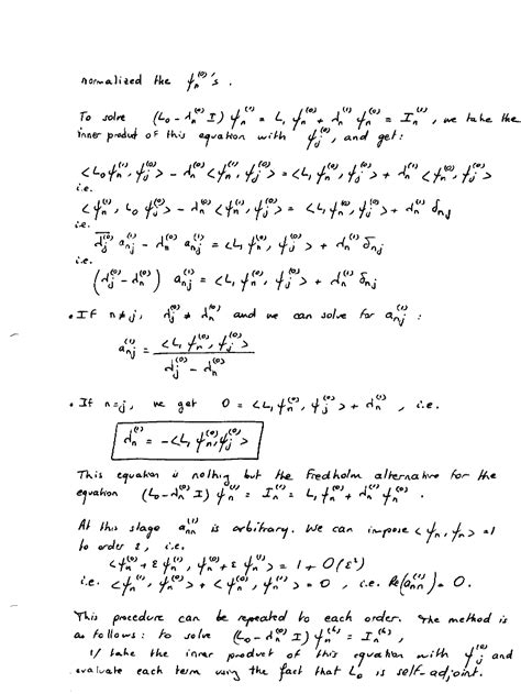 Math 583 B Perturbation Theory Eigenvalue Problems
