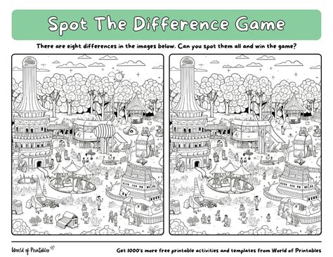 Spot The Difference Hard Printable Editable Blank Worksheets Free