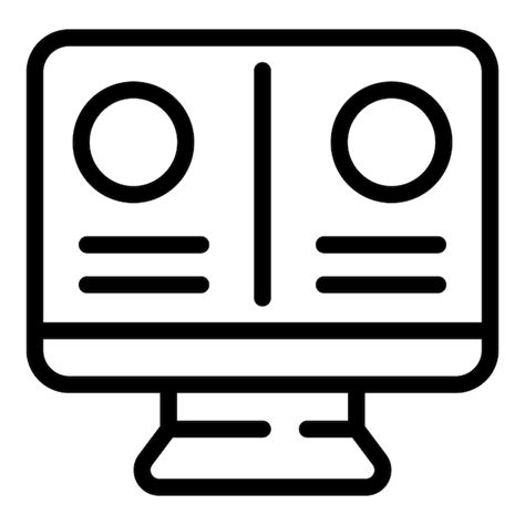 Pc 모니터 비교 아이콘 흰색 배경에 고립된 웹 디자인을 위한 개요 Pc 모니터 비교 벡터 아이콘 프리미엄 벡터