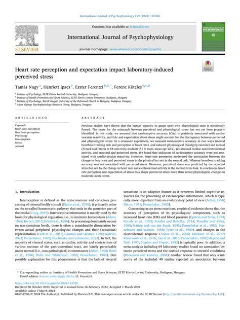 Pdf Heart Rate Perception And Expectation Impact Laboratory Induced