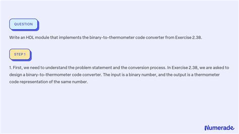 solved write an hdl module that implements the binary to thermometer