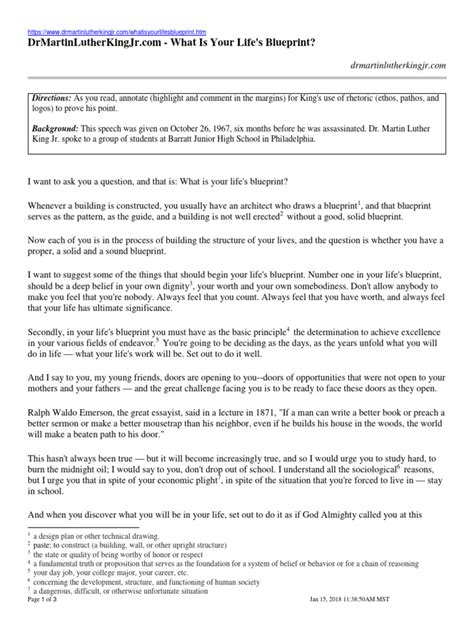 Drmartinlutherkingjr Com What Is Your Lifes Blueprint Pdf