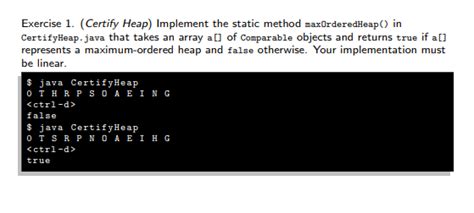 Solved Exercise 1 Certify Heap Implement The Static