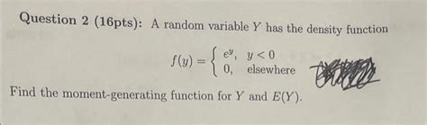 solved question 2 16pts a random variable y has the