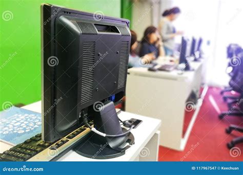 Computer Classroom School With Computer Monitors Offer Computer Stock