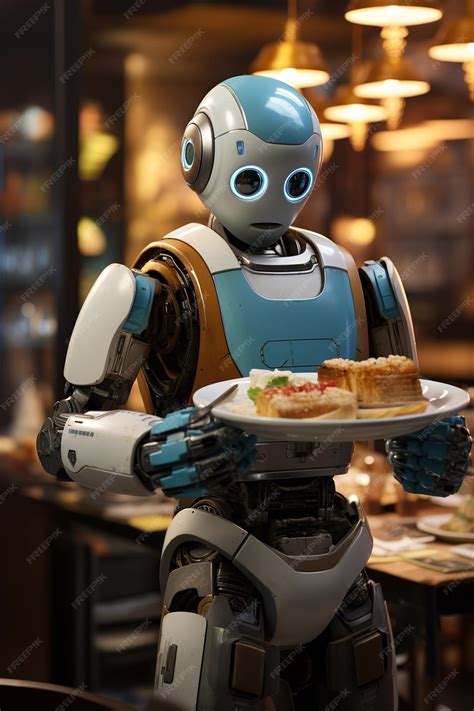 premium ai image android robot assistant waiter in a restaurant scifi