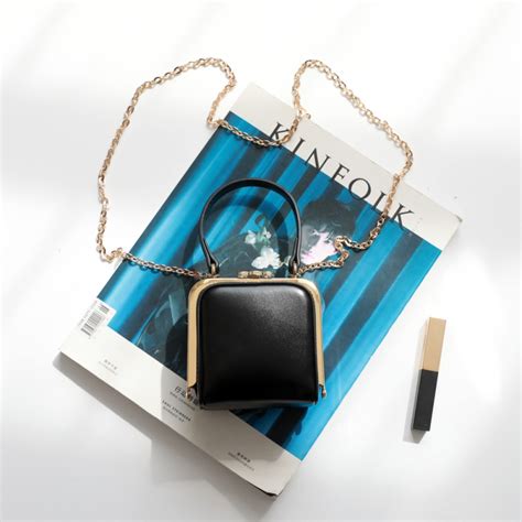 Black Leather Mini Crossbody Chain Bag Vintage Square Bags Baginning