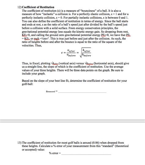 12 Coefficient Of Restitution The Coefficient Of