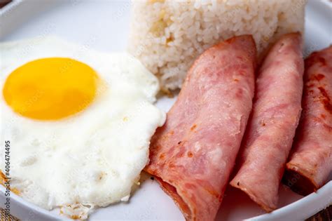 Hamsilog Close Up No Cutlery Famous Filipino Meal That Consists Of