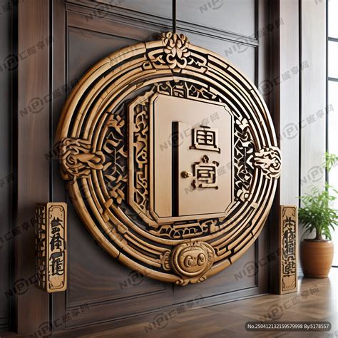 Ai创作图门牌 个性现代简约 内容是鸿运郎品鉴中心 昵图网