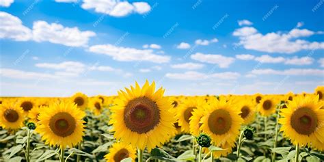 Premium Photo Field Of Sunflowers Showcasing A Healthy Ecosystem