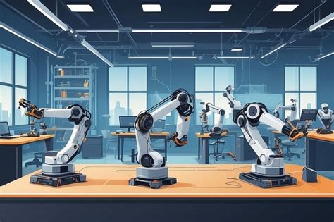 Premium Photo A Robotics Lab With Students Programming Robotic Arms For Intricate Tasksvector
