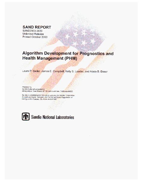 Pdf Algorithm Development For Prognostics And Health Management Phm