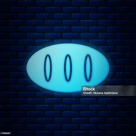 벽돌 벽 배경에 고립 빛나는 네온 빵 덩어리 아이콘 벡터 일러스트레이션 개념에 대한 스톡 벡터 아트 및 기타 이미지 개념