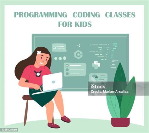 수식이있는 칠판 근처의 손에 노트북을 들고 의자에 앉아있는 어린 소녀 아동 교육 신동 아이 로봇 공학 또는 수학 공부를위한 학교 수업 만화 벡터 일러스트레이션 아이에 대한