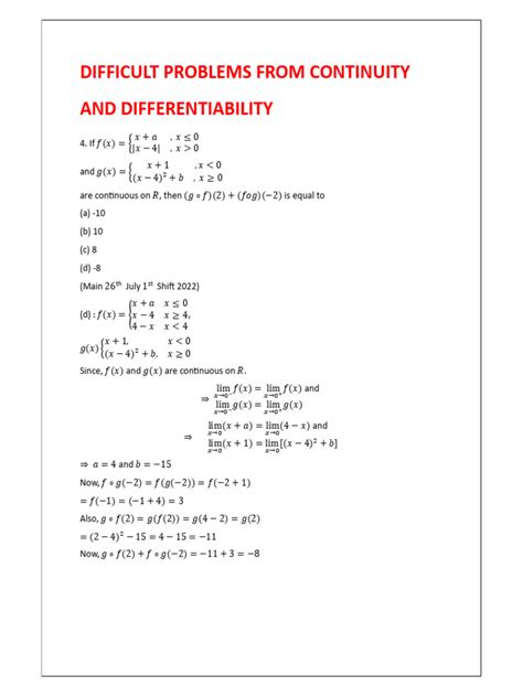 Difficult Problems From Cont And Diff Pdf Mathematics Mathematical