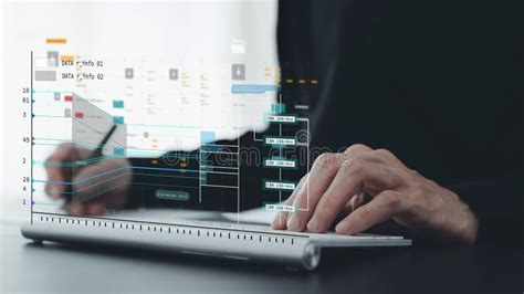Engineer Working With Database For Digital Data Design Or Cyberspace Network And Connection