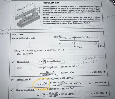 Solved For The Assembly And Loading Of Prob 17 Determine