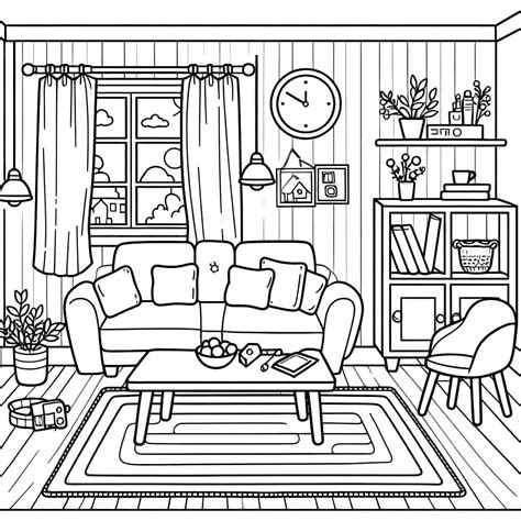 Living Room Coloring Pages Coloringlib