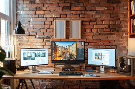A Modern Workspace Setup With Dual Monitors And Keyboard Perfect For