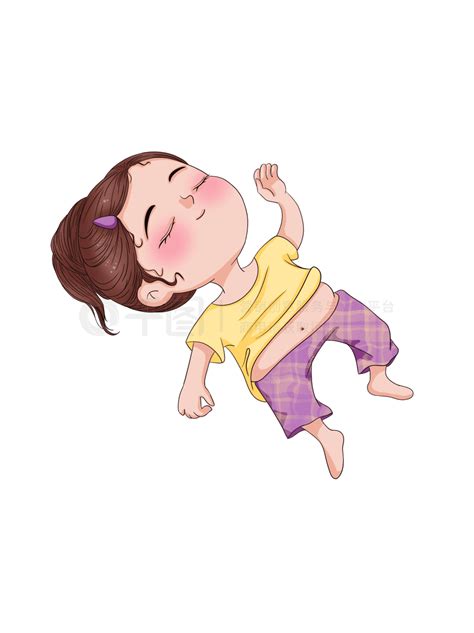 彩绘免抠元素 睡觉午休小憩躺着女孩卡通手绘彩绘插画简笔 素材免费下载 3072像素 Psd格式 编号64452025 千图网