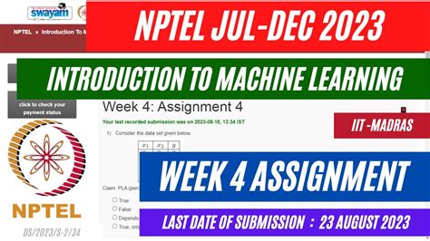 Introduction To Machine Learning Nptel Week 4 Assignment Solutons