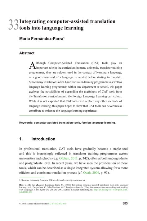 pdf integrating computer assisted translation tools into language